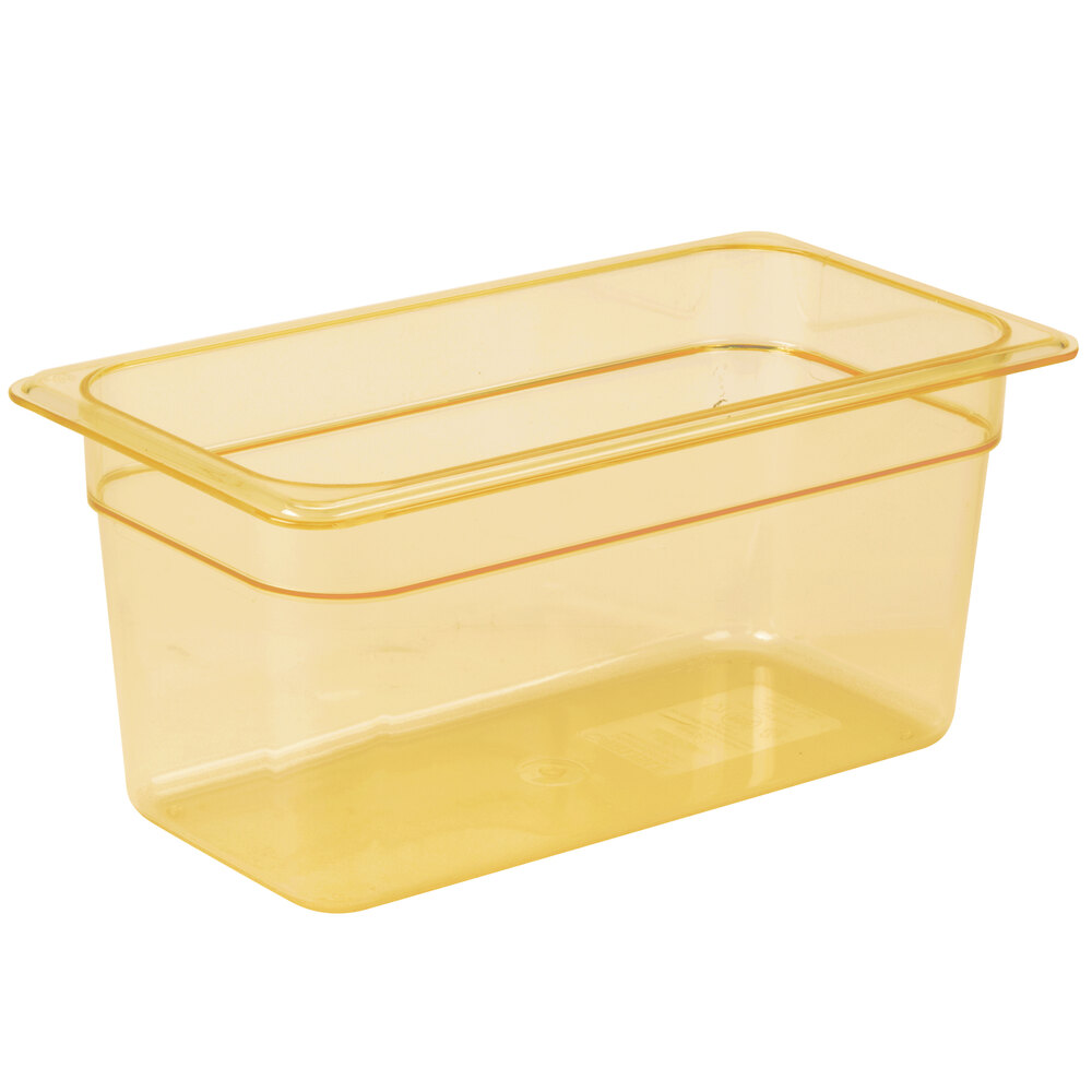 Carlisle 3086213 StorPlus 1/3 Size Amber High Heat Plastic Food Pan - 6 ...