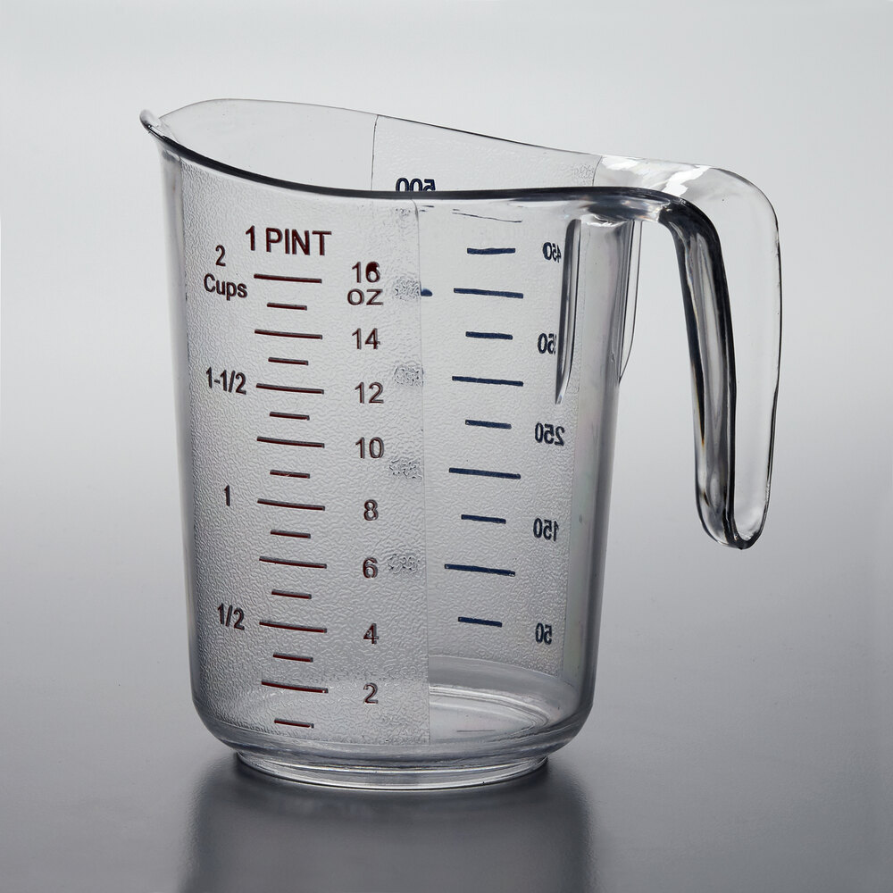 Choice 1 Pint (2 Cups) Clear Plastic Measuring Cup with Gradations