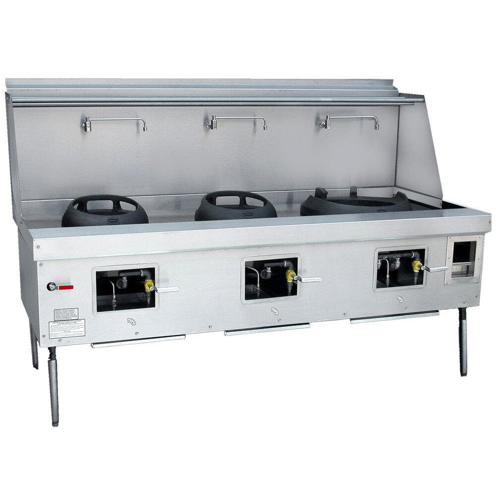 Town Y-3-SS-P York™ Three Chamber Liquid Propane Wok Range with (2) 13 ...