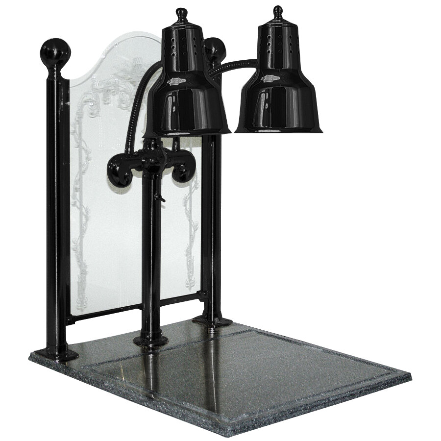 Hanson Heat Lamps DLM/CC/BB/B Dual Bulb 20" x 24" Black Carving Station ...