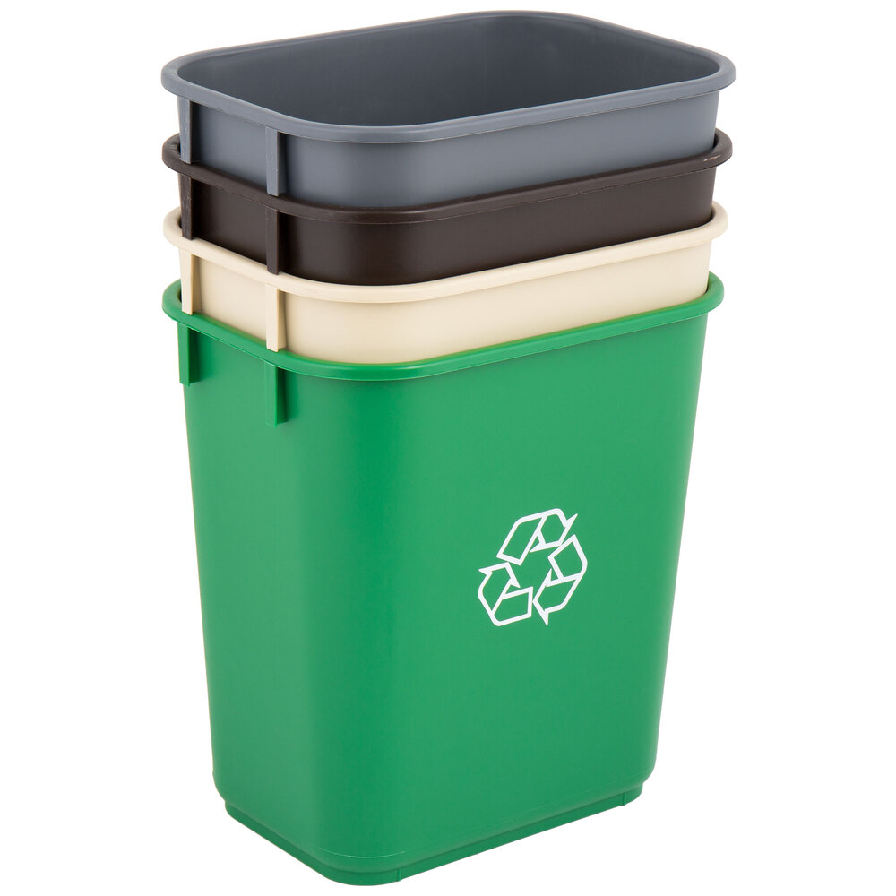 Lavex Janitorial 28 Qt. / 7 Gallon Green Rectangular Recycling ...