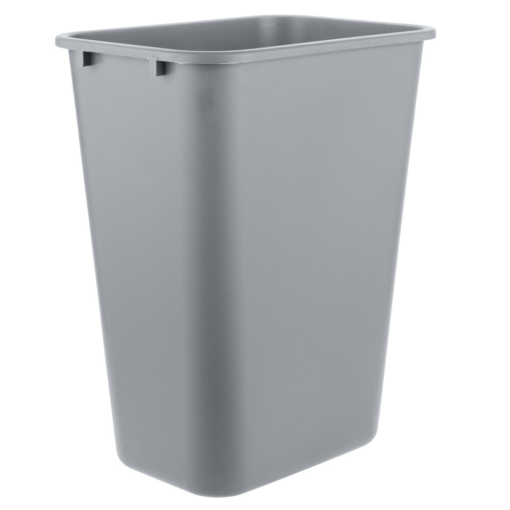 Lavex Janitorial 41 Qt. / 10 Gallon Gray Rectangular Wastebasket ...