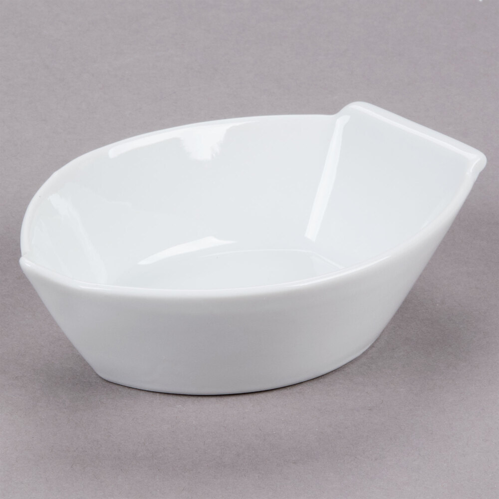 CAC RCN-BT5 Super White Porcelain Boat Bowl 10 oz. - 36/Case