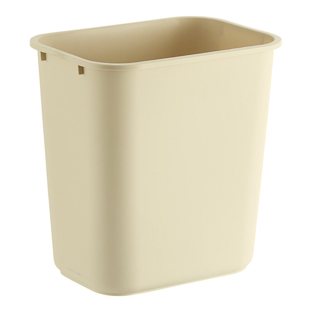 Lavex Janitorial 28 Qt. / 7 Gallon Beige Rectangular Wastebasket ...