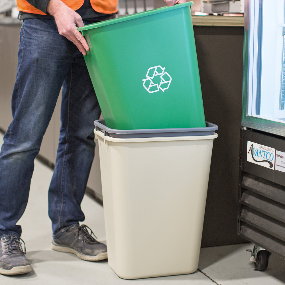 Lavex Janitorial 41 Qt. / 10 Gallon Green Rectangular Recycling ...