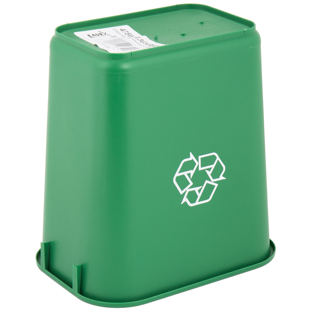 Lavex Janitorial 13 Qt. / 3 Gallon Green Rectangular Recycling ...