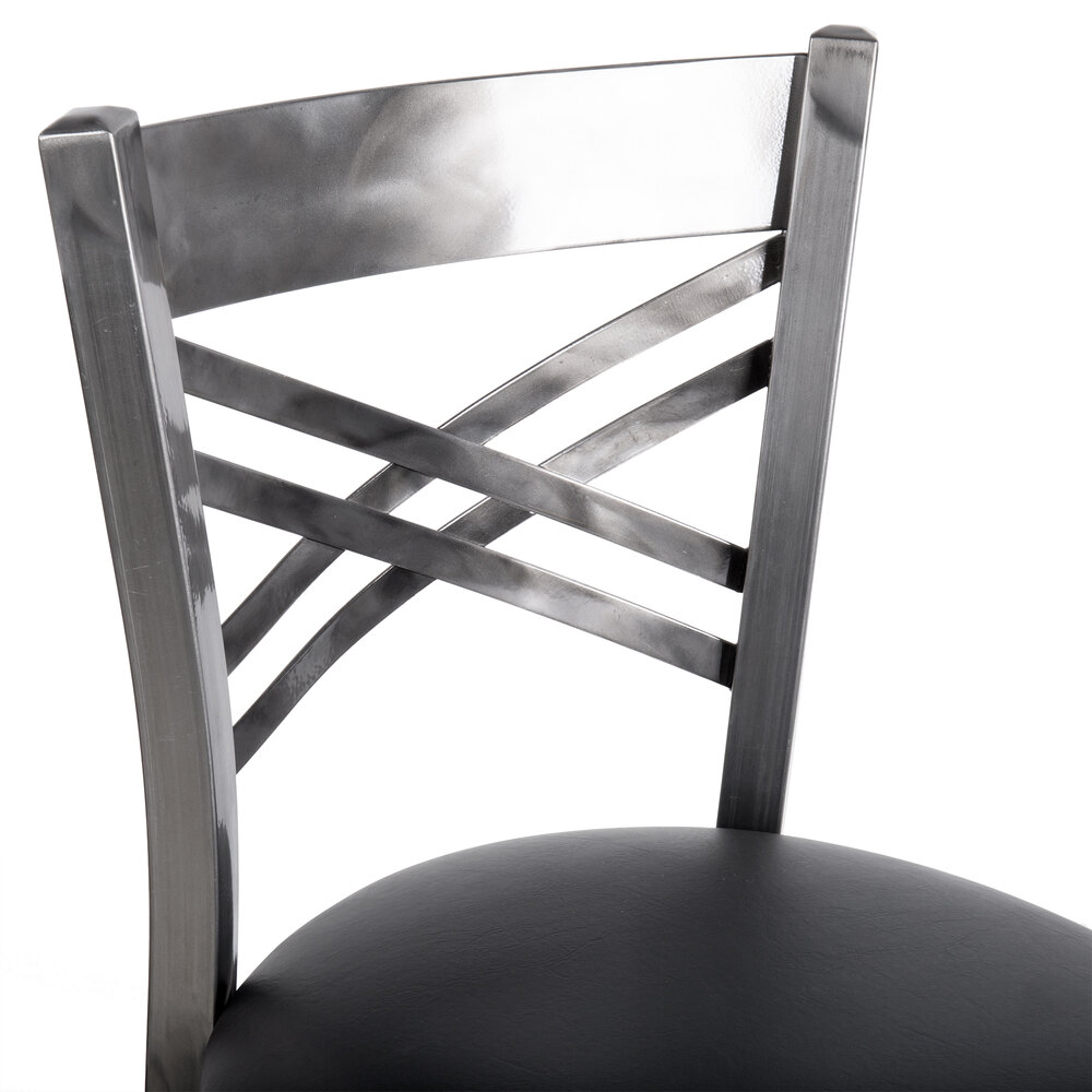 Lancaster Table & Seating Cross Back Bar Height Clear Coat Swivel Chair ...