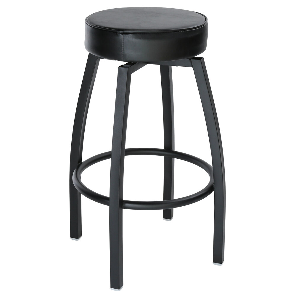 Lancaster Table & Seating Black Swivel Backless Bar Stool with Black ...