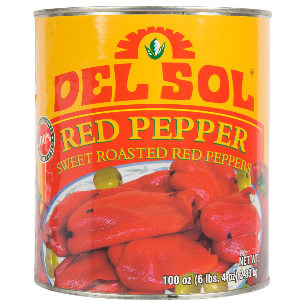 Del Sol Sweet Roasted Red Peppers #10 Can - 6/Case