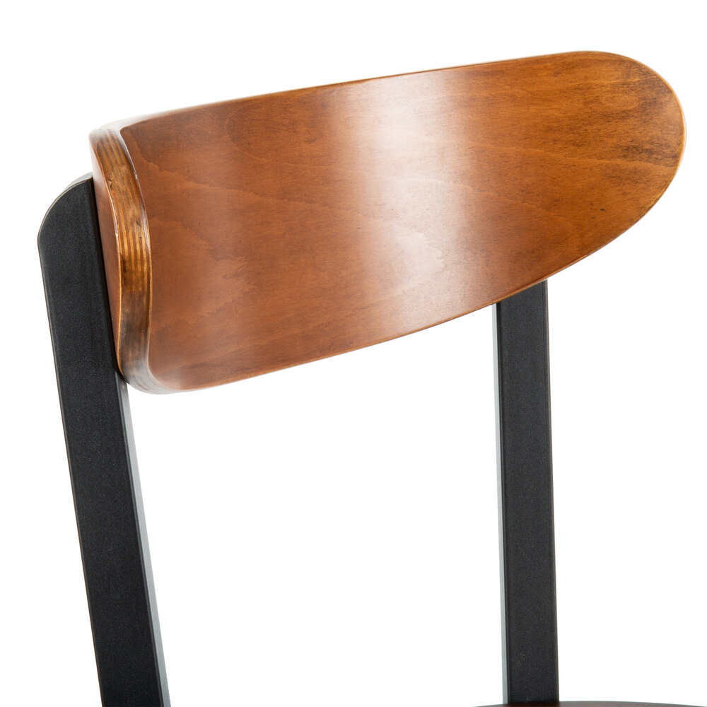 Lancaster Table & Seating Boomerang Black Chair with Antique Walnut ...