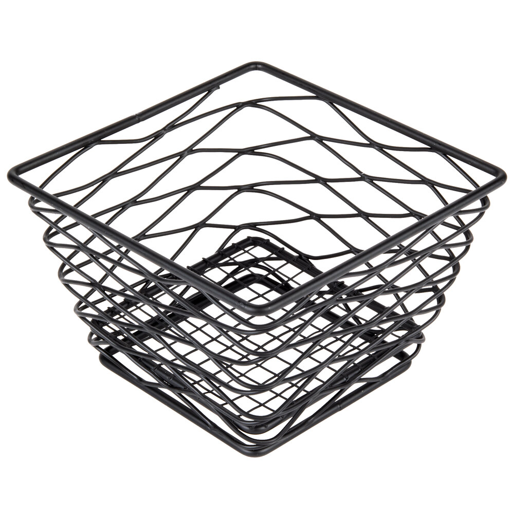 American Metalcraft BNRB64B Square Birdnest Black Metal Basket / Riser ...