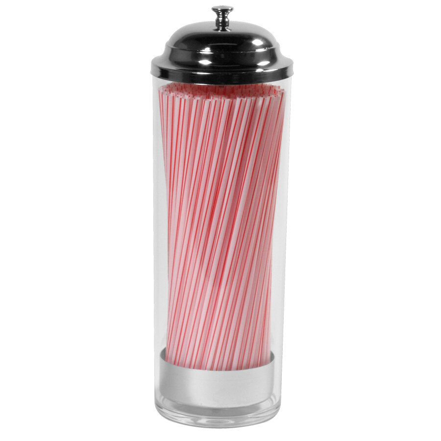 Plastic Cylinder Straw Dispenser Holds Up To 8 Straws