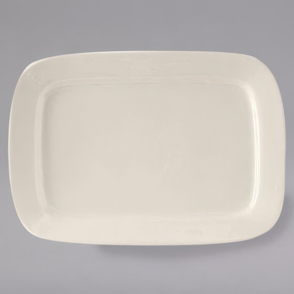 Tuxton BEH-170A 17" x 11 3/4" Eggshell Rectangular China Platter - 4/Case