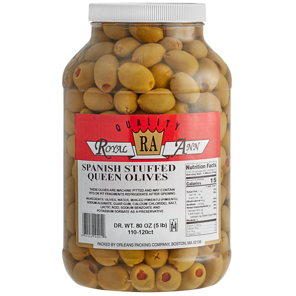 Spanish Stuffed Queen Olives 9 lb. (5 lb. Dr. Wt.) - 110/120 Count