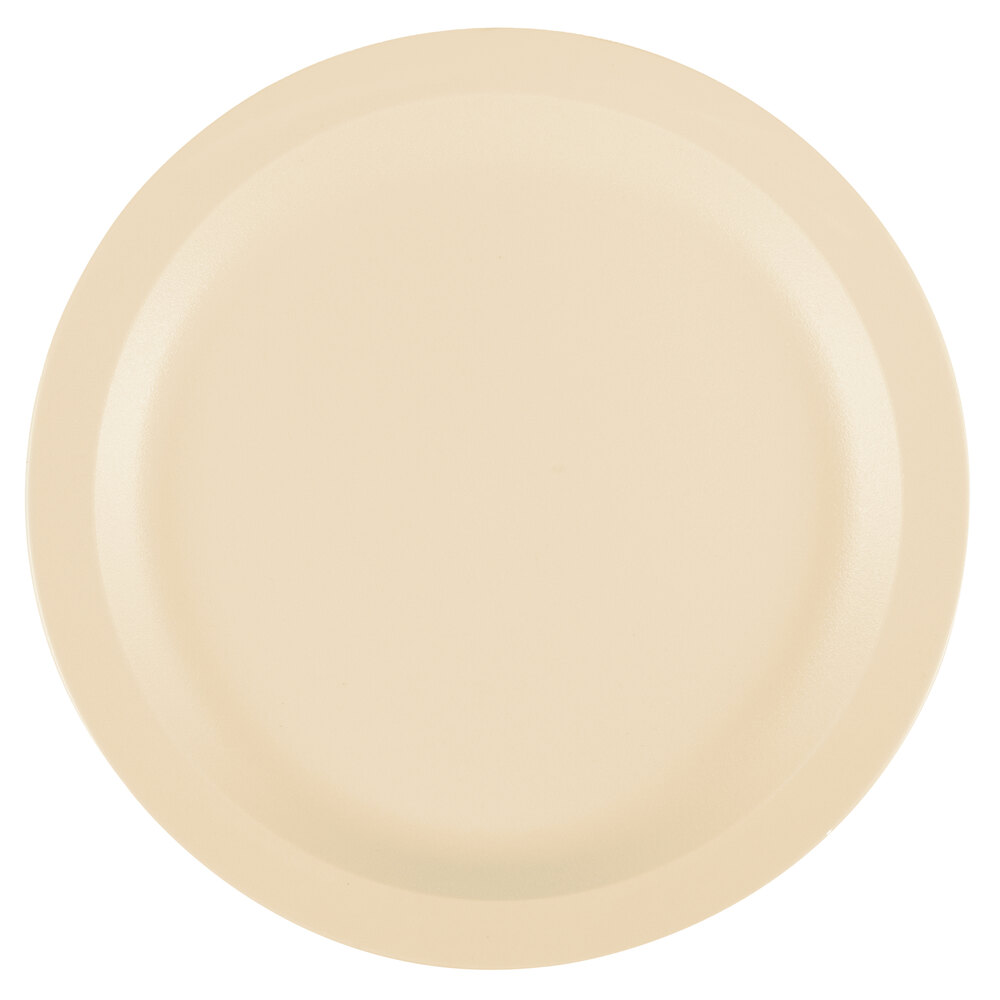 Cambro 9CWNR133 Camwear® 9" Beige Polycarbonate Narrow Rim Plate - 48/Case