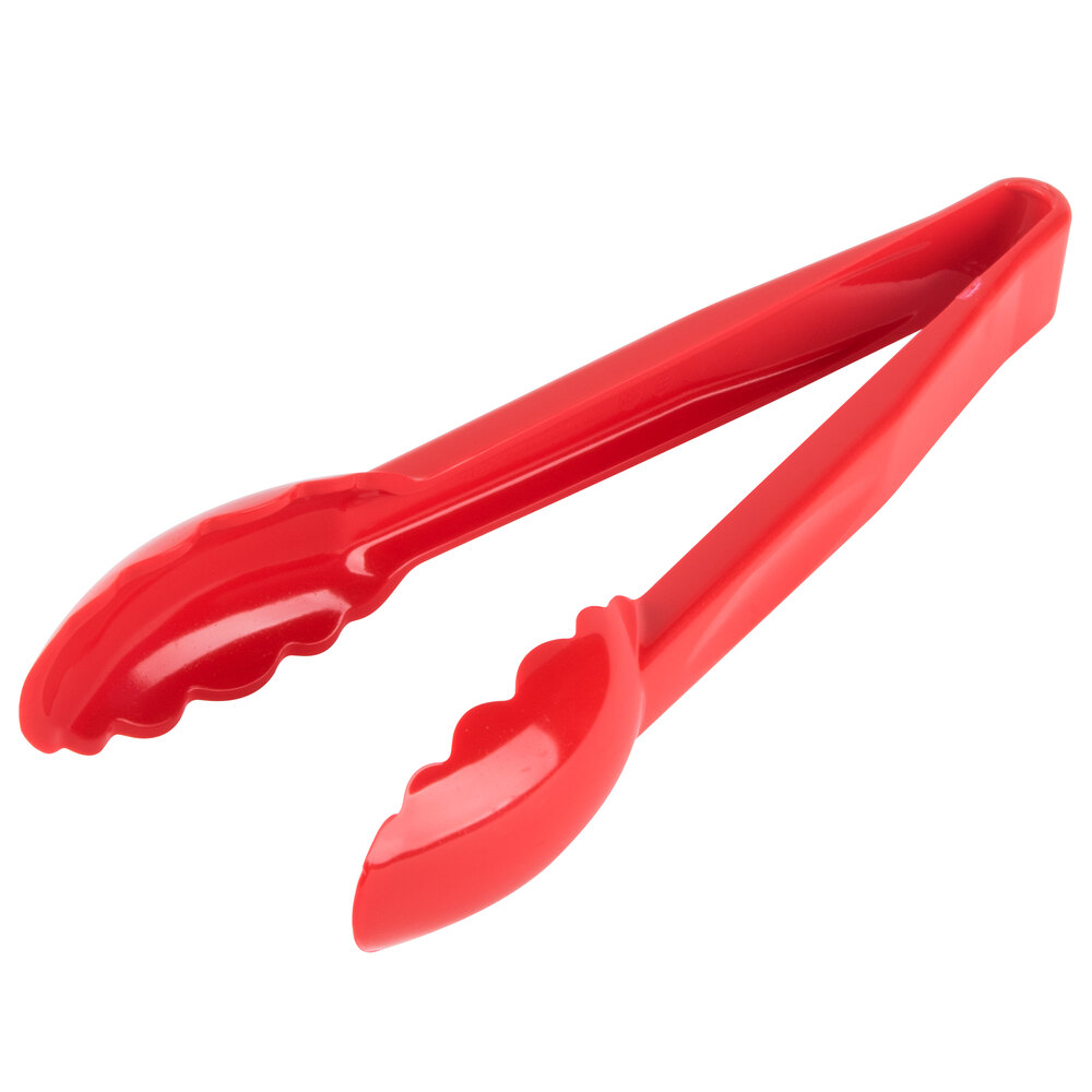 Cambro 9TGS404 Lugano 9" Red Scallop Grip Plastic Tongs