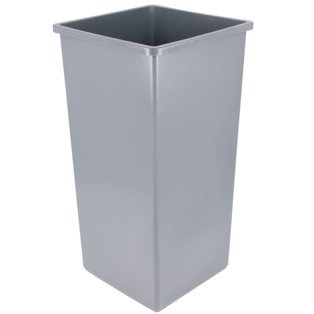 Continental 32GY Swingline 32 Gallon Gray Square Commercial Trash Can