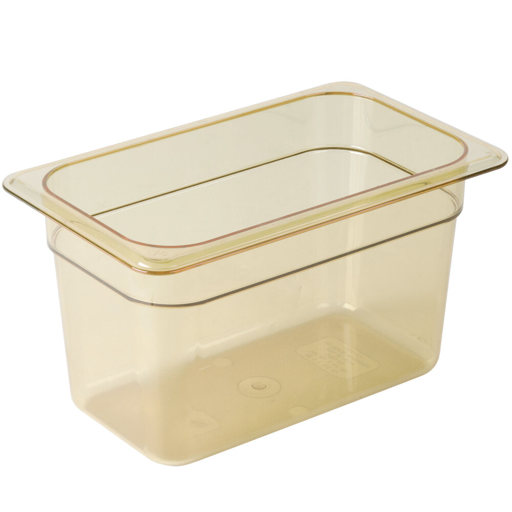 Cambro 46HP150 H-Pan™ 1/4 Size Amber High Heat Plastic Food Pan - 6" Deep