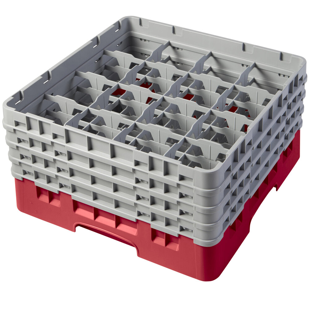 Cambro 16S800163 Camrack 8 1/2" High Customizable Red 16 Compartment ...