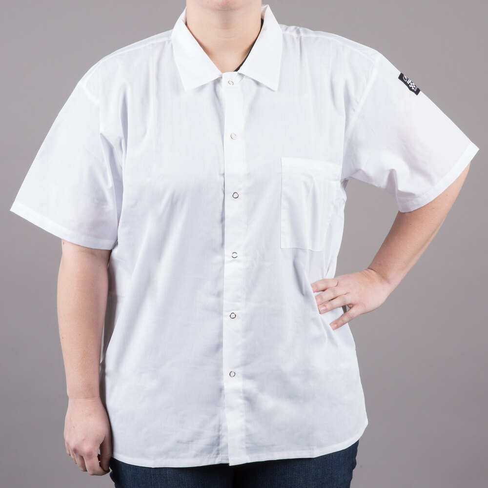 Chef Revival CS006 White Unisex Customizable Short Sleeve Cook Shirt - M