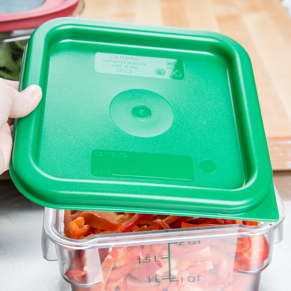 Cambro SFC2452 Kelly Green Square Polyethylene Lid for 2 and 4 Qt. Food ...
