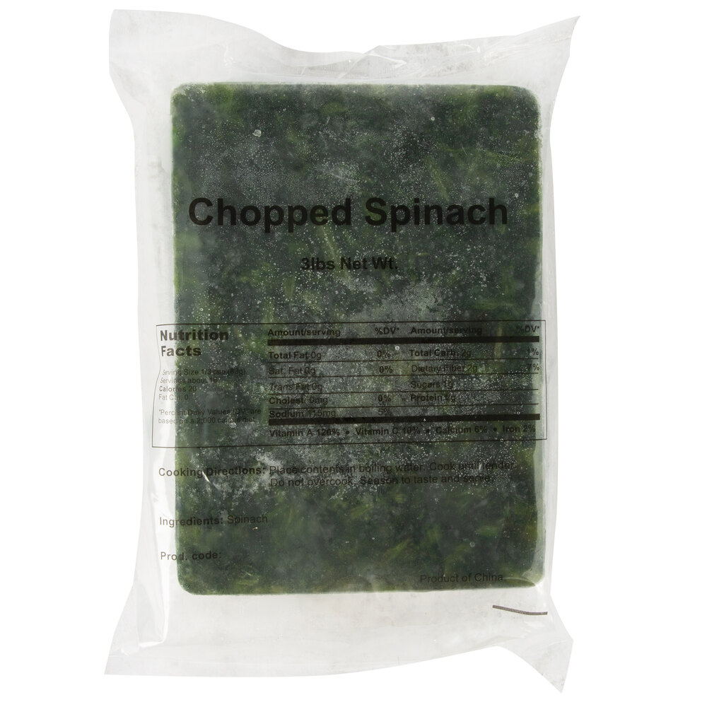3 lb. Bag Frozen Chopped Spinach - 12/Case
