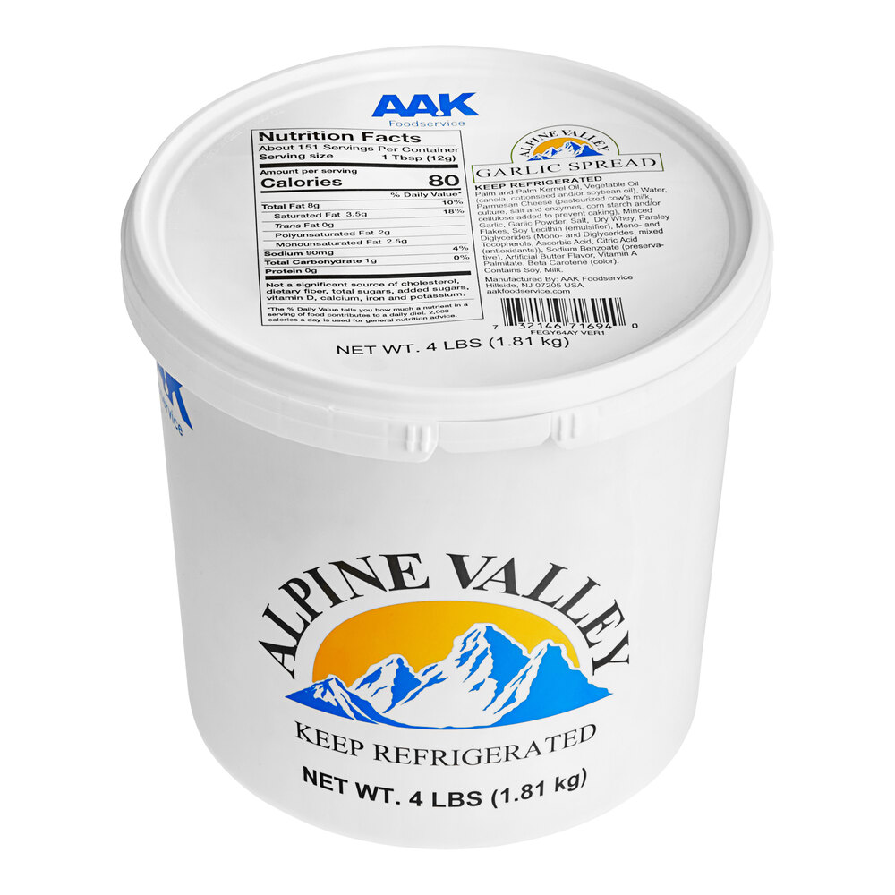 Alpine Valley 4 lb. Tub Garlic Spread - 6/Case