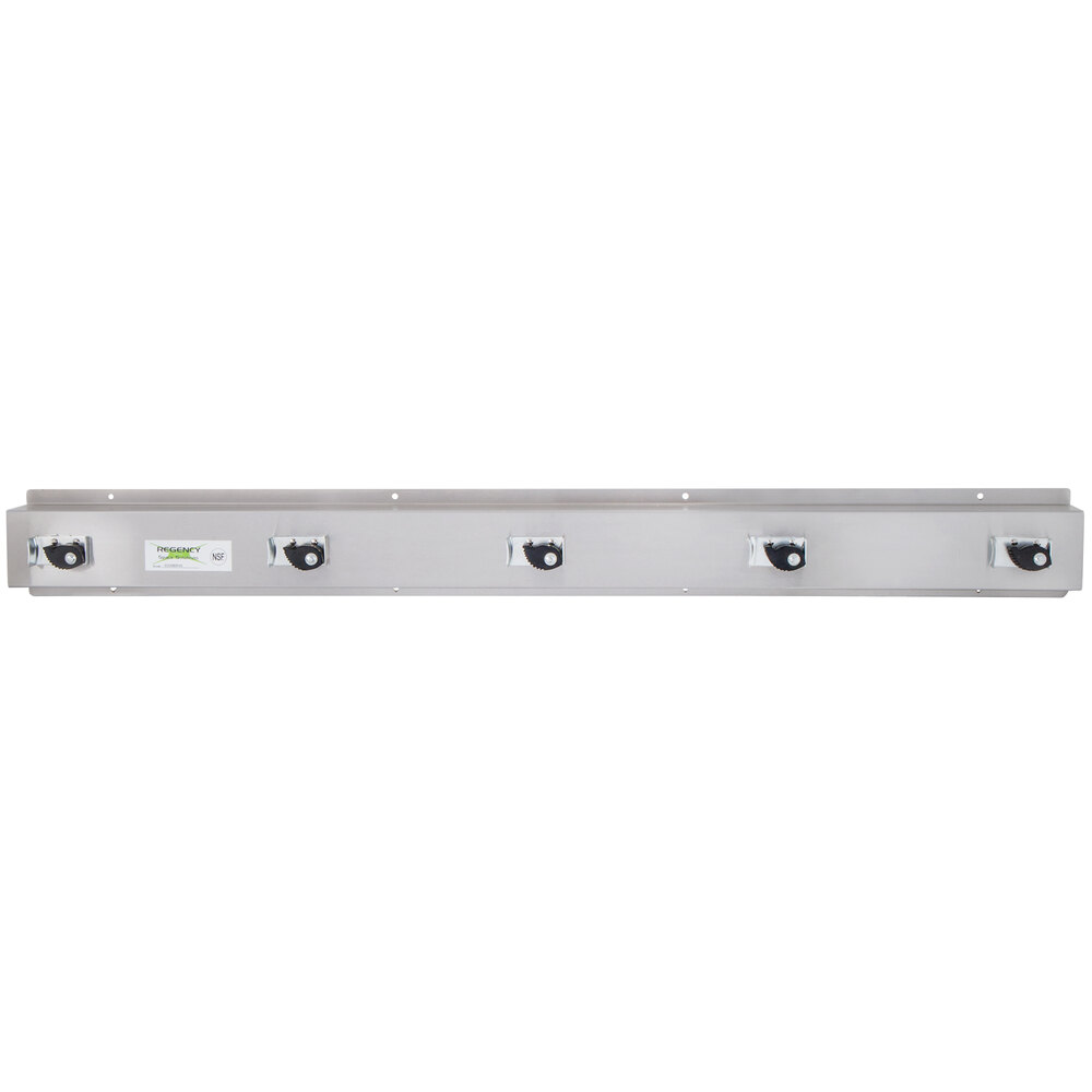 Regency 48" Stainless Steel Mop / Broom Rack with 5 Holders