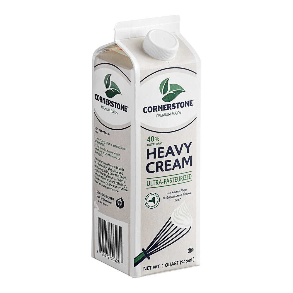 1 Qt. Grade A Ultra-Pasteurized 40% Heavy Cream - 12/Case