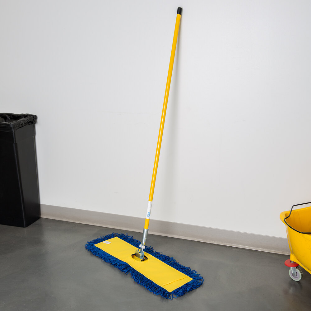 Lavex 24" x 5" All-In-One Microfiber Dust / Dry Mop with 60" Handle