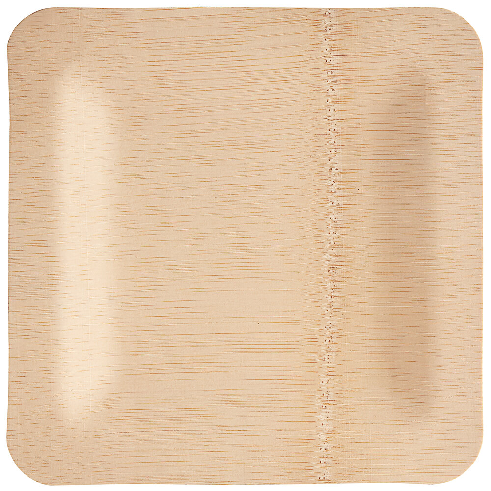 Bulk 7" Bamboo Square Plates - Compostable, EcoChoice