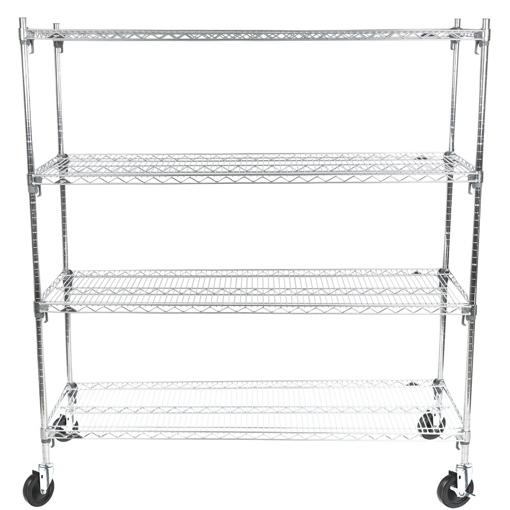 Metro A466EC Super Adjustable Chrome 4 Tier Mobile Shelving Unit with ...