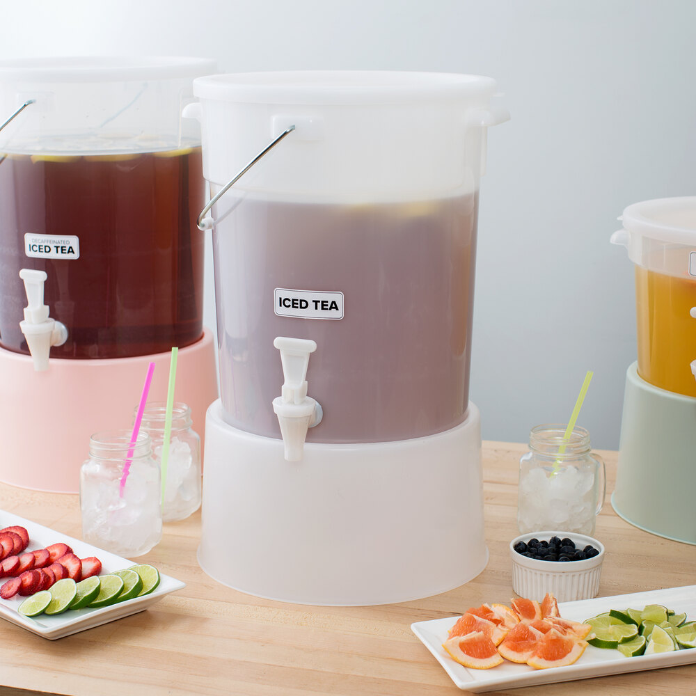 Choice Round 6 Gallon White Beverage Dispenser with White Base