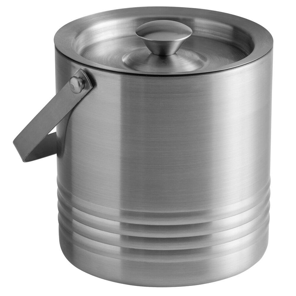 TableCraft RIB76 Double Wall Stainless Steel 1.8 Qt. Ice Bucket with Lid