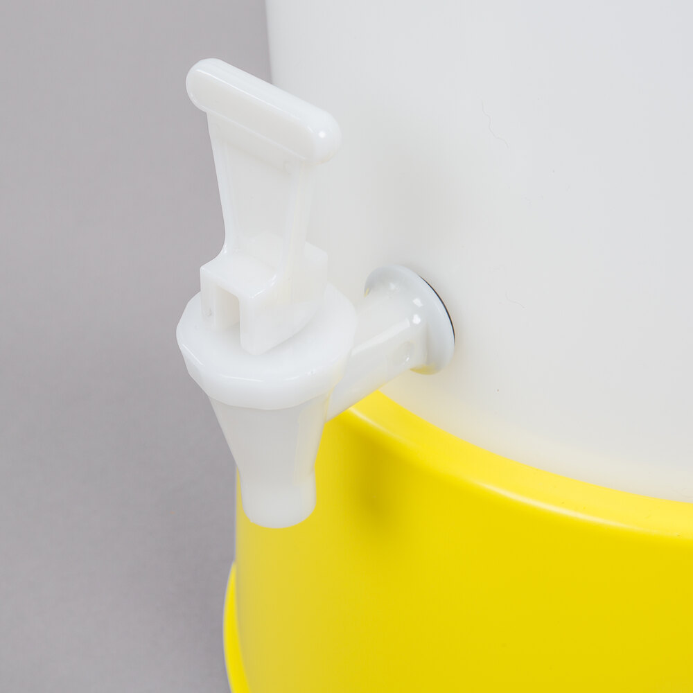 Choice Round 6 Gallon White Beverage Dispenser with Yellow Base
