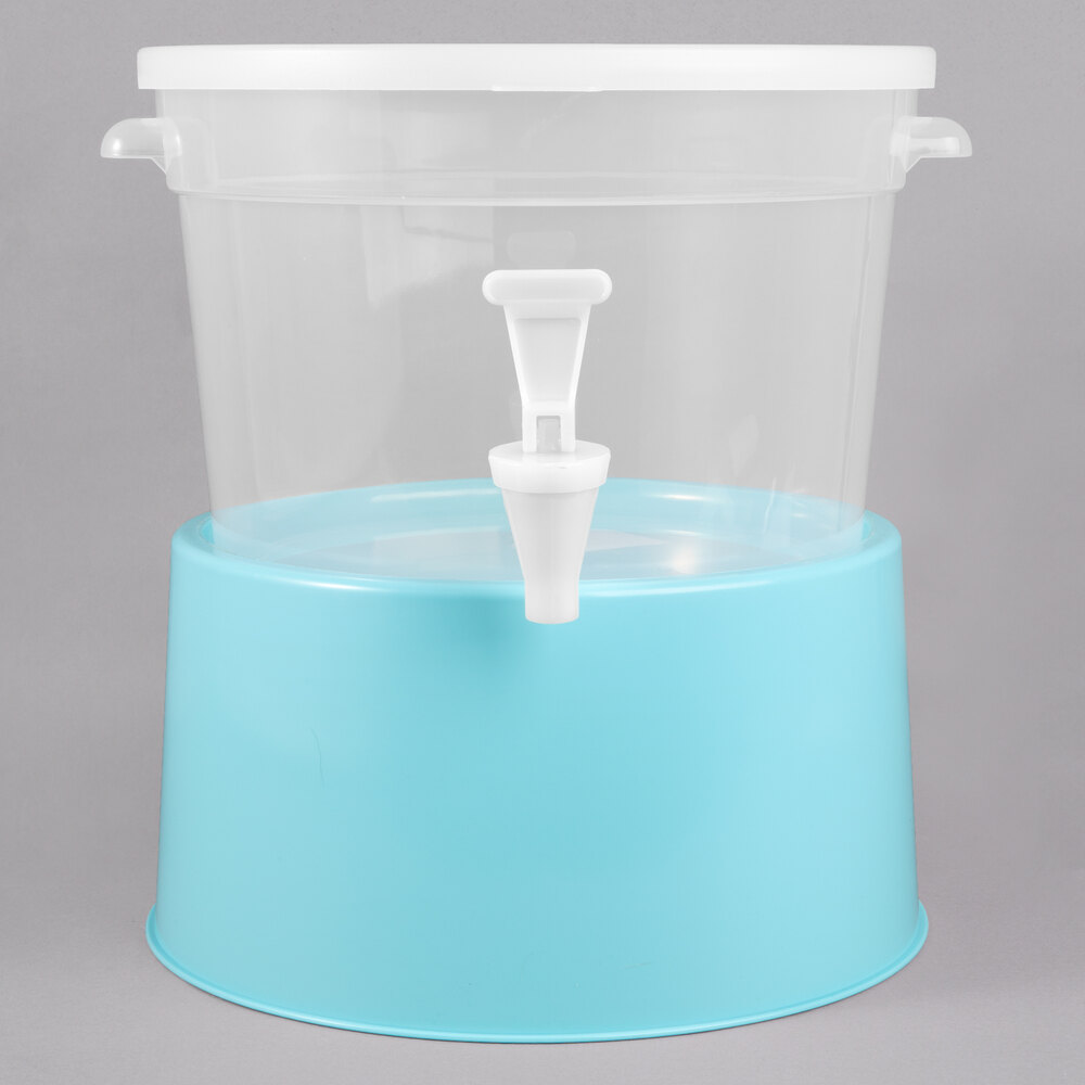 Choice Round 3 Gallon Translucent Beverage Dispenser with Blue Base