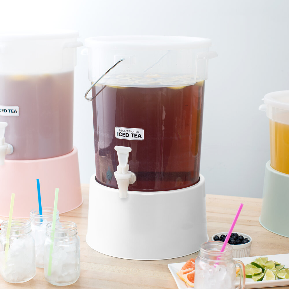 Choice Round 6 Gallon Translucent Beverage Dispenser with White Base