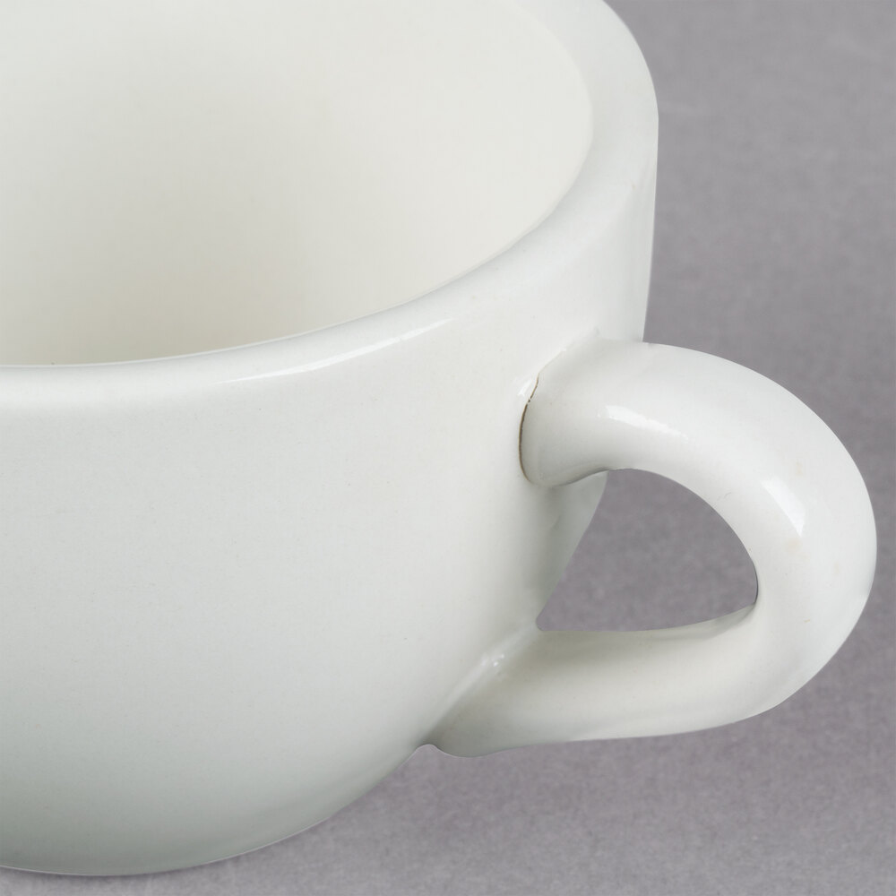 Acopa 7 oz. Ivory (American White) Rolled Edge Stoneware Coffee Cup ...