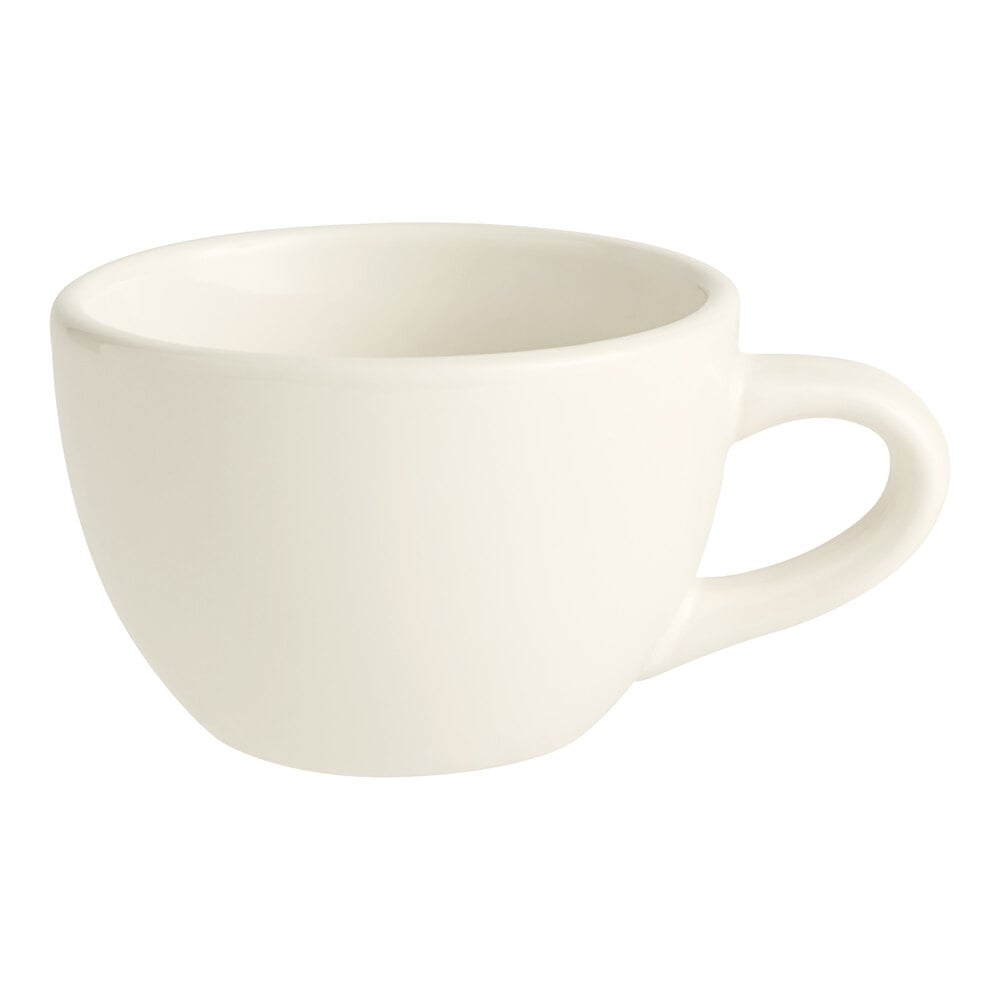 Acopa 7 oz. Customizable Ivory (American White) Rolled Edge Stoneware ...