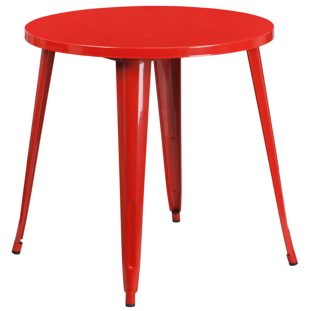 Flash Furniture CH-51090-29-RED-GG 30" Red Metal Indoor / Outdoor Round ...