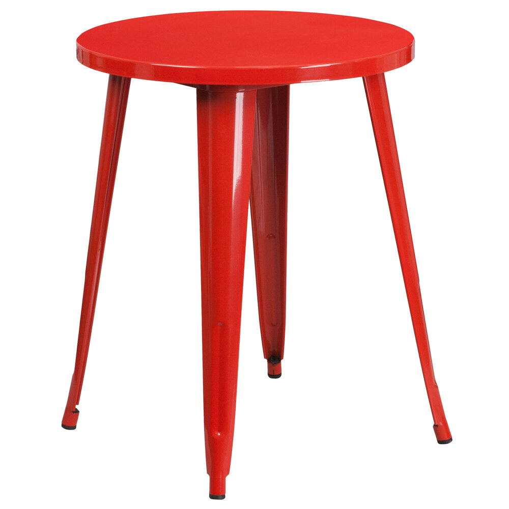 Flash Furniture CH-51080-29-RED-GG 24" Red Metal Indoor / Outdoor Round ...