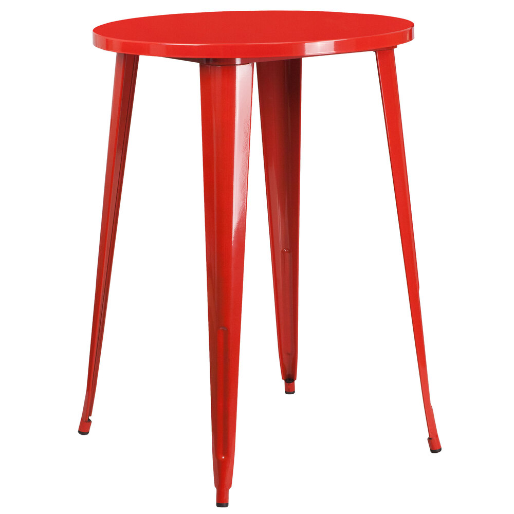 Flash Furniture CH-51090-40-RED-GG 30" Red Metal Indoor / Outdoor Round ...