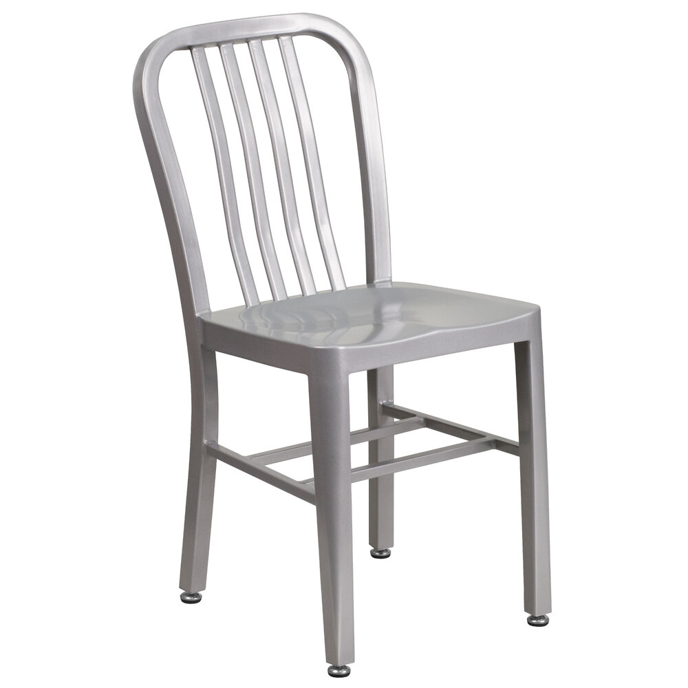 Flash Furniture CH-61200-18-SIL-GG Silver Metal Indoor / Outdoor Chair ...