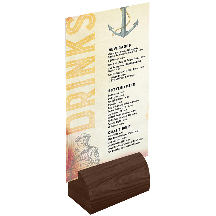 Menu Solutions WDBLOCK-CURV 3" Walnut Wood Curved Card Holder