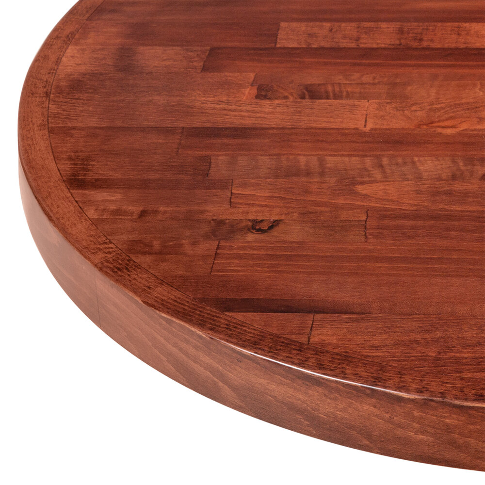 36" Round Wood Butcher Block Table Top with Mahogany Finish
