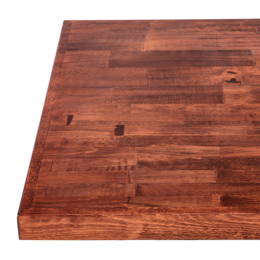 30 x 72 Table Top w/ Butcher Block Top & Mahogany Finish