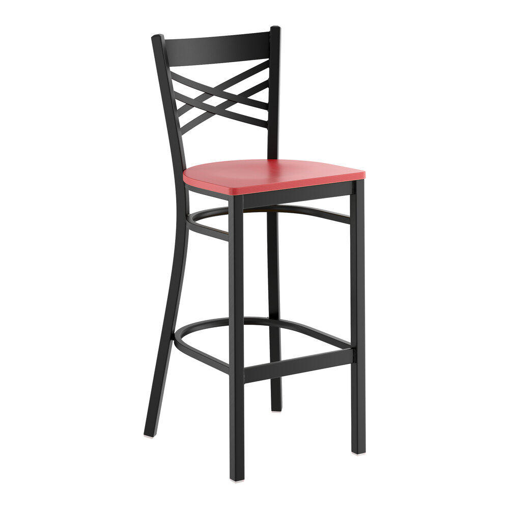 Lancaster Table & Seating Black Finish Cross Back Bar Stool with ...