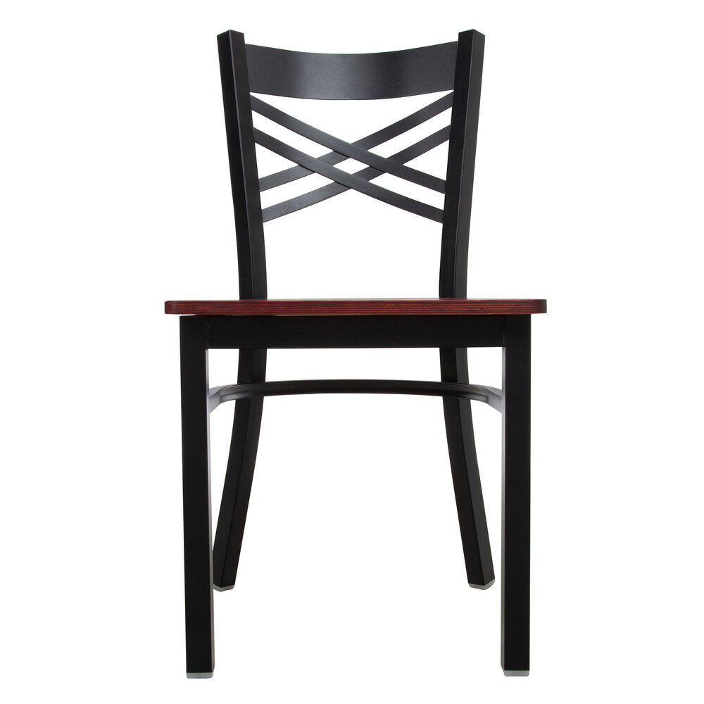 Lancaster Table & Seating Cross Back Black Chair with Mahogany Seat ...