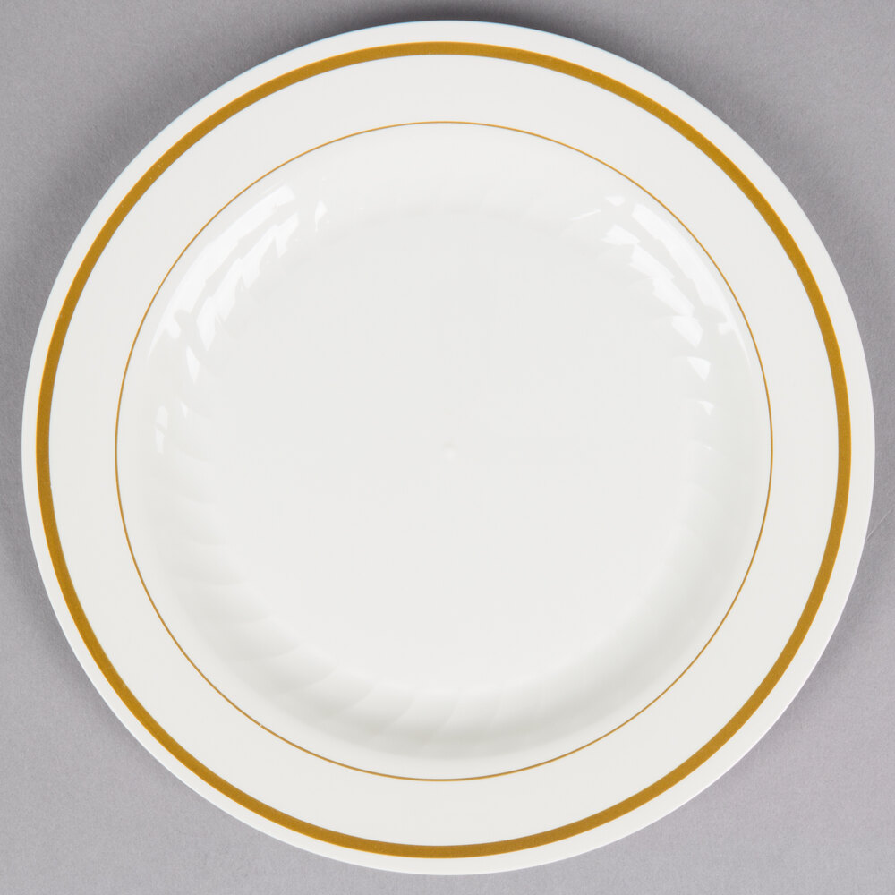 WNA Comet MP6IPREM 6" Ivory Masterpiece Plastic Plate with Gold Accent ...