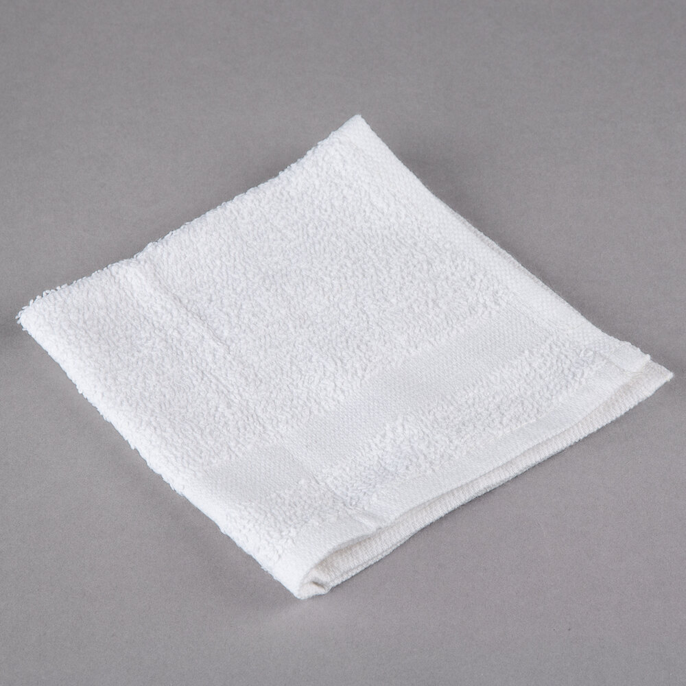 Oxford Silver 12" x 12" White Open End Cotton / Poly Wash Cloth 1 lb ...